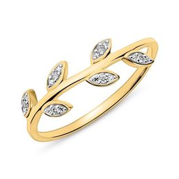 UNIQUE Goldring 14K Goldring Blattdesign Diamanten (Größe: 52mm)