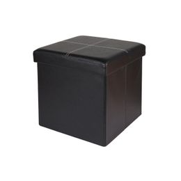 Home4Living Sitztruhe Sitzbox Sitzwürfel Leder schwarz mit Ziernaht 38x38cm