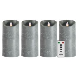 Sompex LED-Kerze 4er Set Flame LED Kerzen grau 18cm (Set