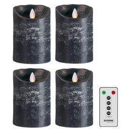 Sompex LED-Kerze 4er Set Flame LED Kerzen anthrazit 12