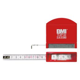 BMI Rollbandmaß, Taschenbandmaß mit Metallfeder 3m x 13 mm weiss