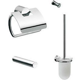 Emco Rondo 2 WC-Set 459800102 chrom, Papierhalter mit Deckel, Reserverollenhalter, Bürstengarnitur und Haken