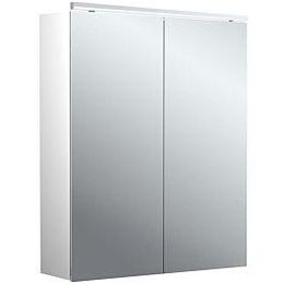 Emco pure 2 Classic Aufputz-Lichtspiegelschrank 979705502 600x729mm, mit LED-Aufsatzleuchte, 2-türig, Aluminium