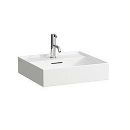 Laufen Kartell Waschtisch H8103320001041, 50x46cm, weiß, mit Überlauf und Hahnloch, Saphirkeramik