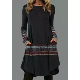 Babarella Jerseykleid DMKL-32 Damen Langarm Kleid mit Druck