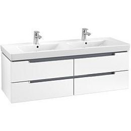 Villeroy & Boch Villeroy & Boch Subway 2.0 Waschtischunterschrank A69210MS, 128,7x42x44,9cm, Weiss Matt, Griff chrom