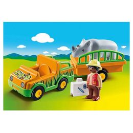 Playmobil® Stapelspielzeug Playmobil 70182 1.2.3 Zoofahrzeug mit Nashorn