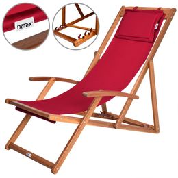 Casaria® Sonnenliege Rot Akazienholz