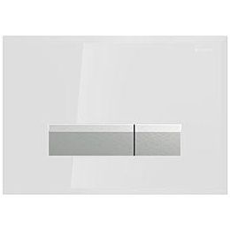 Geberit Sigma40 Betätigungsplatte 115600SI1 Glas weiss/aluminium gebürstet, 2-Mengen-Spülung