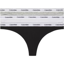 Calvin Klein String, 3er-Pack, Logo-Bund, für Damen, grau, L