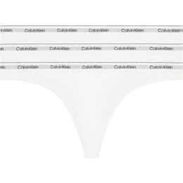 Calvin Klein String, 3er-Pack, Logo-Bund, für Damen, weiß, S