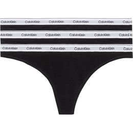 Calvin Klein String, 3er-Pack, Logo-Bund, für Damen, schwarz, XS