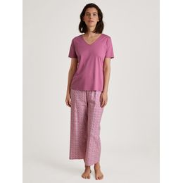 Calida Favourites Balance Schlafanzug-Oberteil, V-Ausschnitt, Baumwolle, für Damen, lila, L