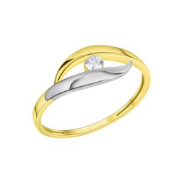 Fingerring Vivance "375/- Gelbgold bicolor Zirkonia" Fingerringe Gr. 062 (19,7), Gold, bunt (mehrfarbig, weiß) Damen