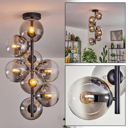 hofstein Gastor Deckenleuchte Glas 15 cm Klar, Rauchfarben, 8-flammig