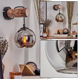 hofstein Koyoto Wandleuchte Glas 15 cm Naturfarben, Schwarz, 1-flammig