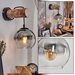 hofstein Koyoto Wandleuchte Glas 15 cm Naturfarben, Schwarz, 1-flammig