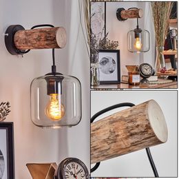 hofstein Lauden Wandleuchte Glas 15 cm Naturfarben, Schwarz, 1-flammig