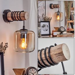hofstein Lauden Wandleuchte Glas 15 cm Naturfarben, Schwarz, 1-flammig