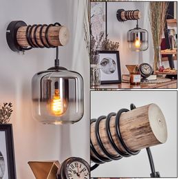 hofstein Lauden Wandleuchte Glas 15 cm Naturfarben, Schwarz, 1-flammig