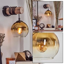 hofstein Koyoto Wandleuchte Glas 15 cm Naturfarben, Schwarz, 1-flammig