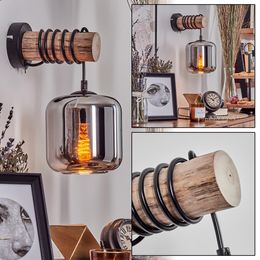 hofstein Lauden Wandleuchte Glas 15 cm Naturfarben, Schwarz, 1-flammig
