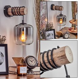 hofstein Lauden Wandleuchte Glas 15 cm Naturfarben, Schwarz, 1-flammig