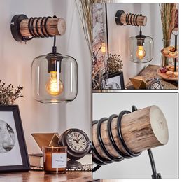 hofstein Lauden Wandleuchte Glas 15 cm Naturfarben, Schwarz, 1-flammig