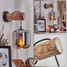 hofstein Lauden Wandleuchte Glas 15 cm Naturfarben, Schwarz, 1-flammig