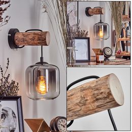 hofstein Lauden Wandleuchte Glas 15 cm Naturfarben, Schwarz, 1-flammig