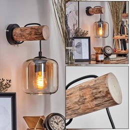 hofstein Lauden Wandleuchte Glas 15 cm Naturfarben, Schwarz, 1-flammig