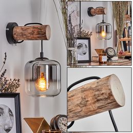 hofstein Lauden Wandleuchte Glas 15 cm Naturfarben, Schwarz, 1-flammig