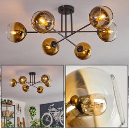 hofstein Koyoto Deckenleuchte Glas 15 cm Gold, Klar, 6-flammig