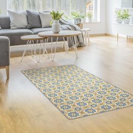 Teppich Florale Fliesen blau-gelb