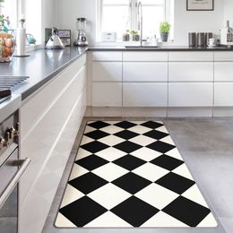 Teppich Geometrisches Muster gedrehtes Schachbrett Schwarz Weiß