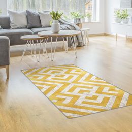 Teppich Geometrischer Fliesenmix Art Deco Gold Marmor