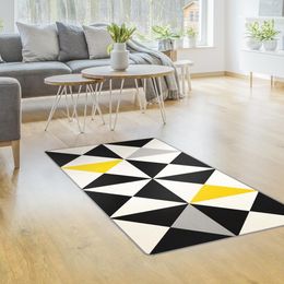 Teppich Geometrisches Muster große Dreiecke Farbakzent Gelb