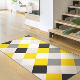 Teppich Geometrisches Muster gedrehtes Schachbrett Gelb