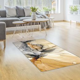 Teppich Seidentuch in schwarz und orange