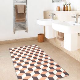 Teppich Geometrischer Fliesenmix Würfel Orange