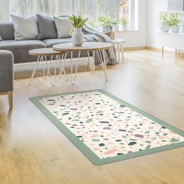 Teppich Detailliertes Terrazzo Muster Agrigento mit Rahmen
