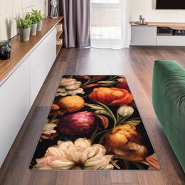 Teppich Blumenbild in warmen Farben