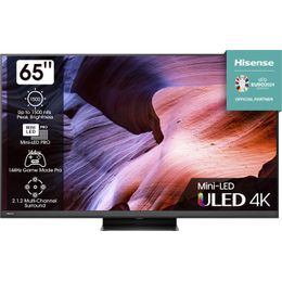 G (A bis G) HISENSE Mini-LED-Fernseher "65U8KQ" Fernseher grau (anthrazit) 4k Fernseher