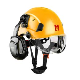 Mustbau Sicherheitshelm-Set, EN397 Schutzhelm mit Ohr- und Gesichtsschutz, verstellbares Kopfband von 53 bis 63 cm, strapazierfähiges ABS-Material