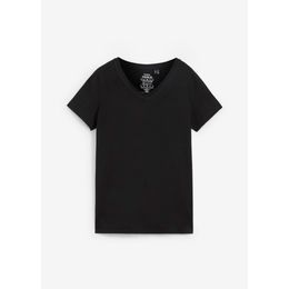 bonprix Essential T-Shirt mit V-Ausschnitt aus Bio-Baumwolle, seamless