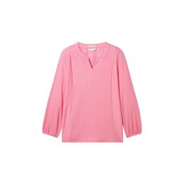 Tom Tailor Damen Plus - Blusenshirt mit Bio-Baumwolle, rosa, Streifenmuster, Gr. 54