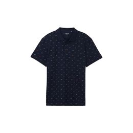 Tom Tailor Herren Poloshirt mit Allover-Print, blau, Allover Print, Gr. XL