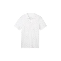Tom Tailor Herren Poloshirt mit Allover-Print, weiß, Allover Print, Gr. XL