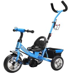 Casaria Spielwerk® Kinderdreirad Raceline - Metall - Schiebestange - Blau