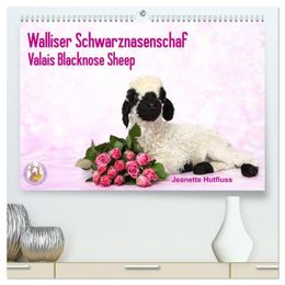 Calvendo Walliser Schwarznasenschaf Valais Blacknose Sheep (hochwertiger Premium Wandkalender 2024 DIN A2 quer), Kunstdruck in Hochglanz